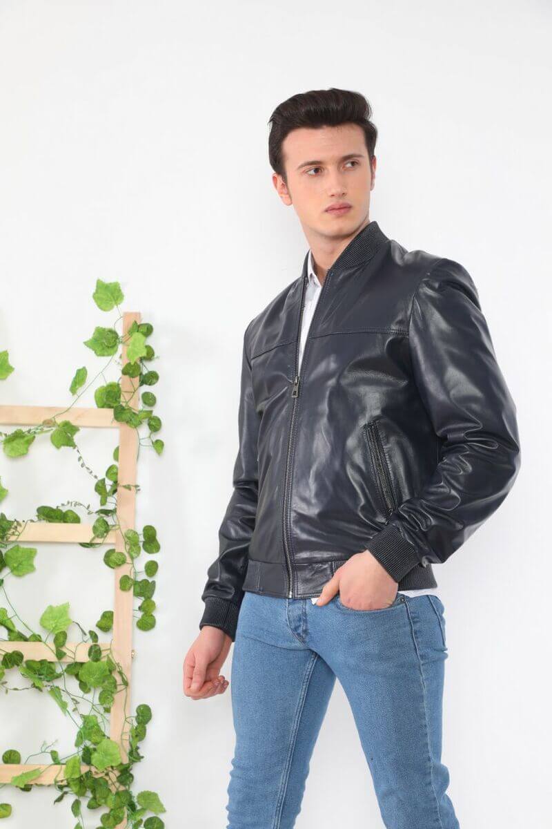 Buy Sebastian Black Leather Bomber Jacket for Men – Iconic Style ...
