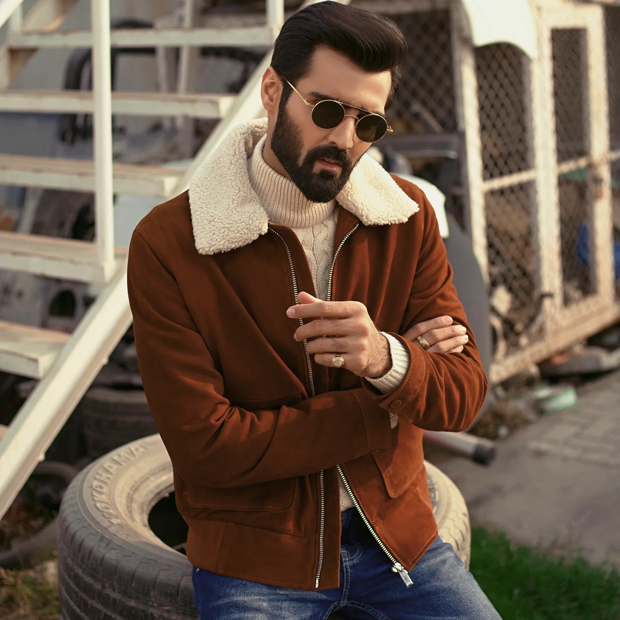 Buy Men's Suede Genuine Leather Bomber Jacket | Top Bomber Jackets ...